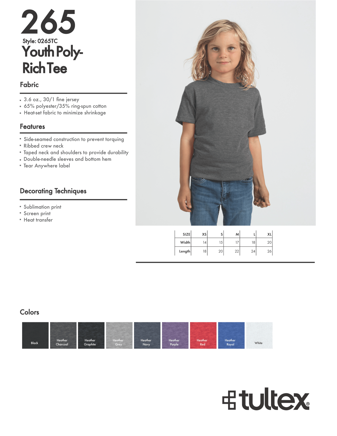 Tultex 265 Youth Poly-Rich Tee – Vinyl Creation Supply