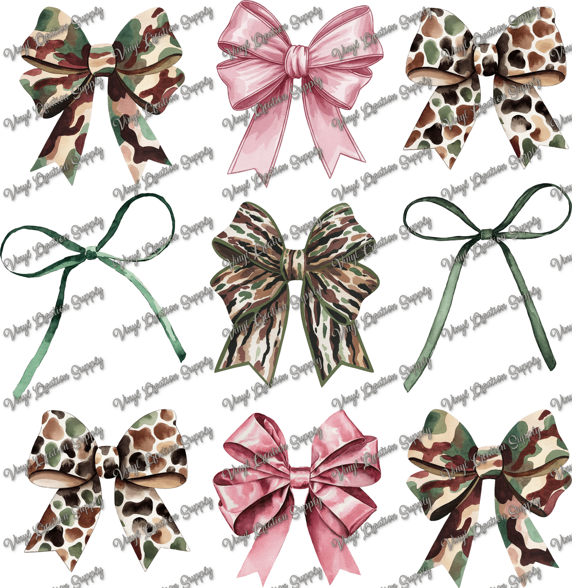 Camo & Pink Bow Collage – Vinyl Creation Supply