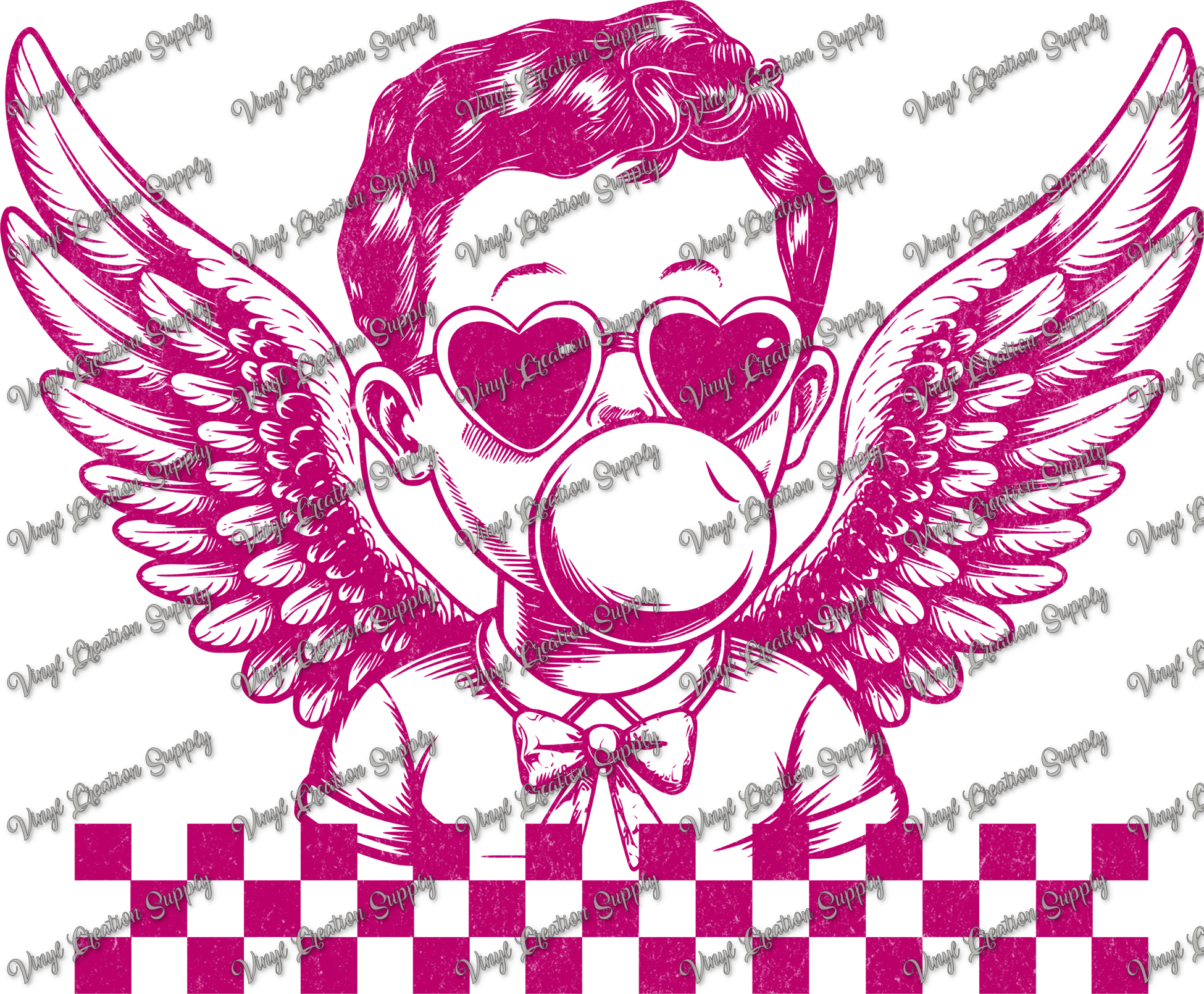 Cupid Blowing Gum Checkered Hot Pink – Vinyl Creation Supply
