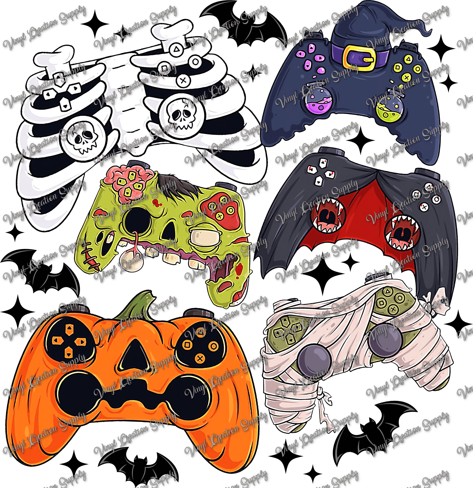 Halloween Game Controllers Black Bats – Vinyl Creation Supply