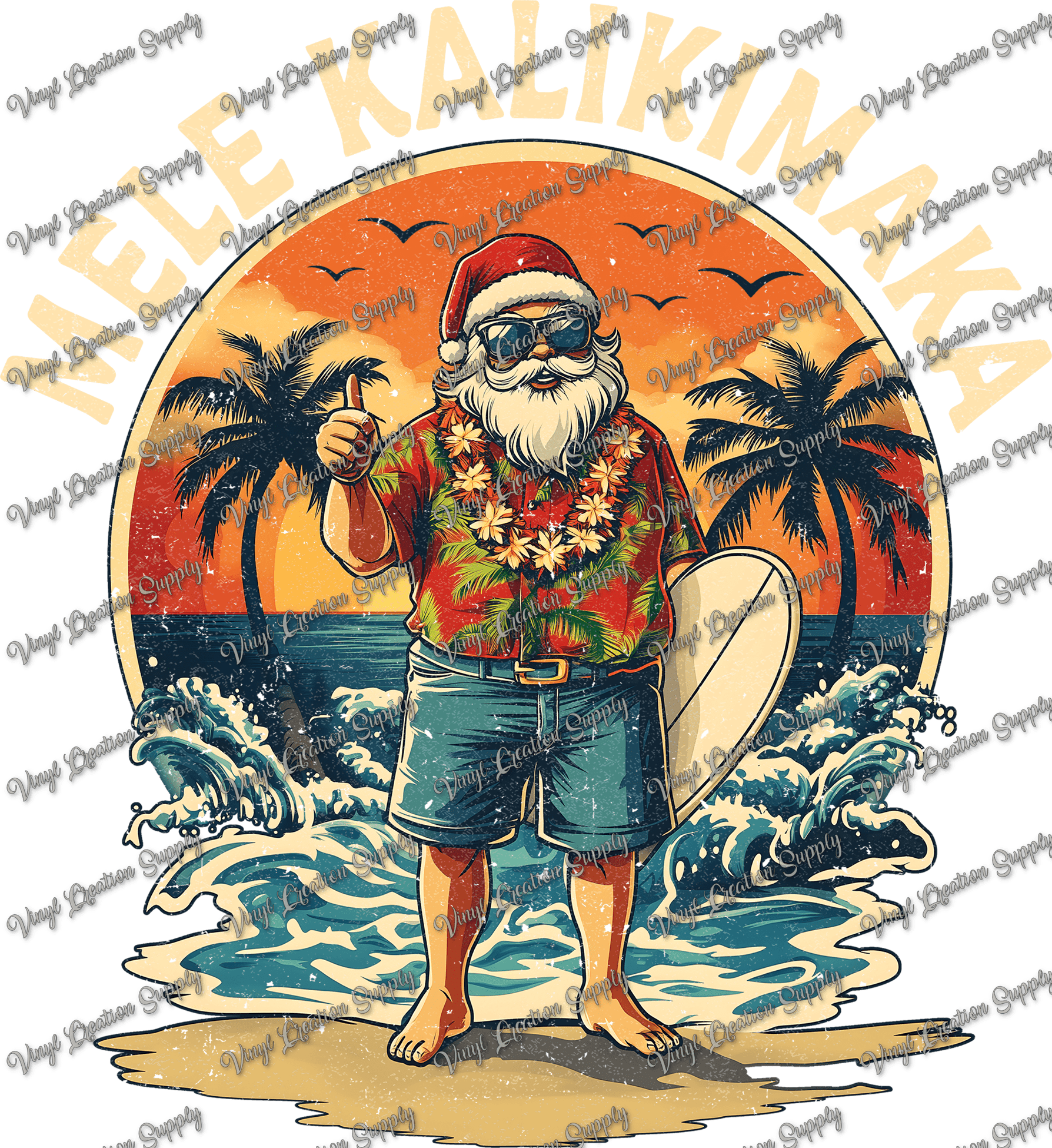 Mele Kalikimaka Surf Santa – Vinyl Creation Supply