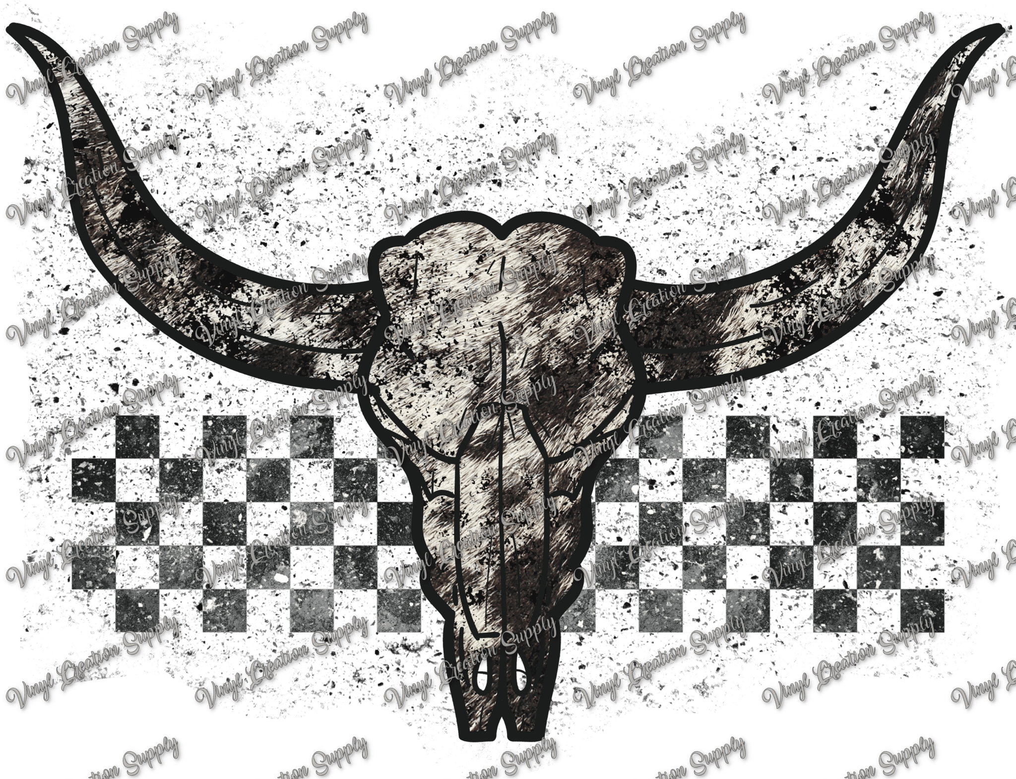 Skull Checkered Grunge – Vinyl Creation Supply