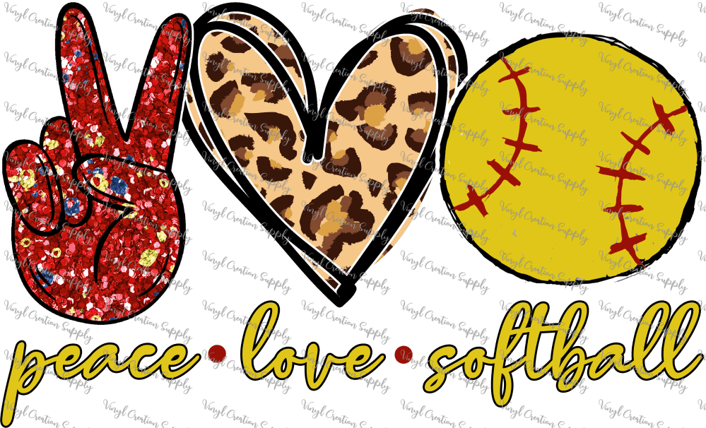 Peace Love Softball Vinyl Creation Supply