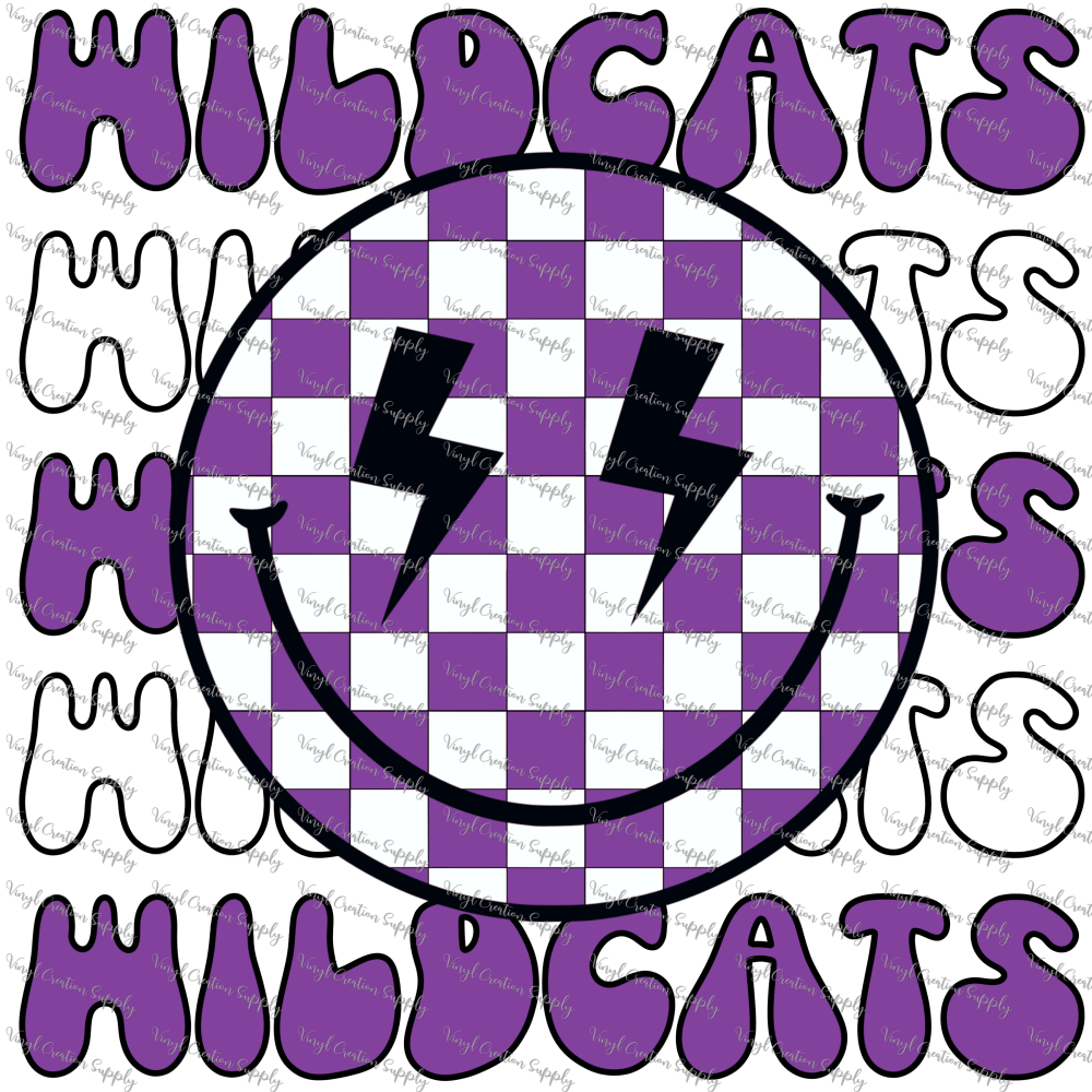 Wildcat Purple Checkered Smiley – Vinyl Creation Supply